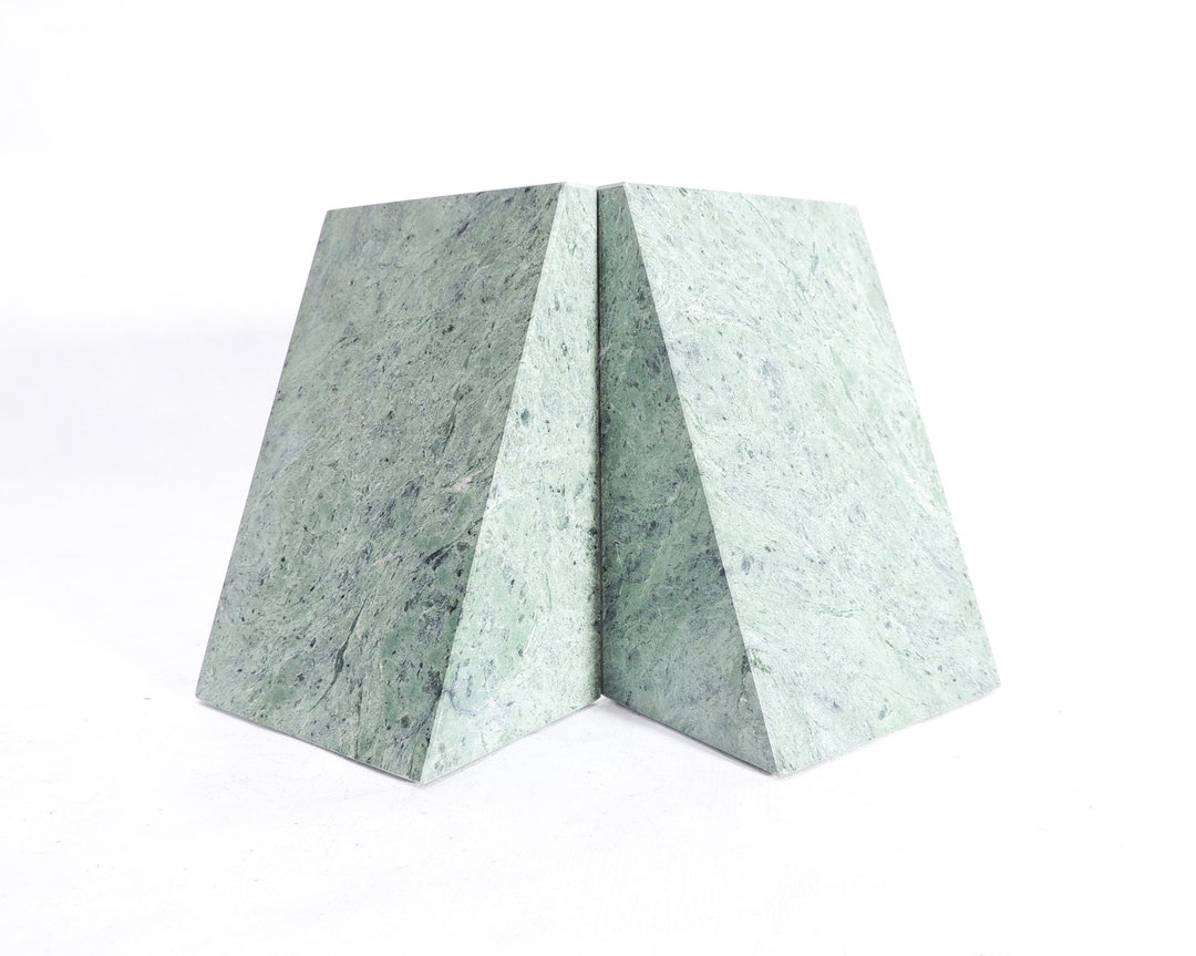 Set of 2 Modernist Era Green Marble Geometrical Bookends - Etsy
