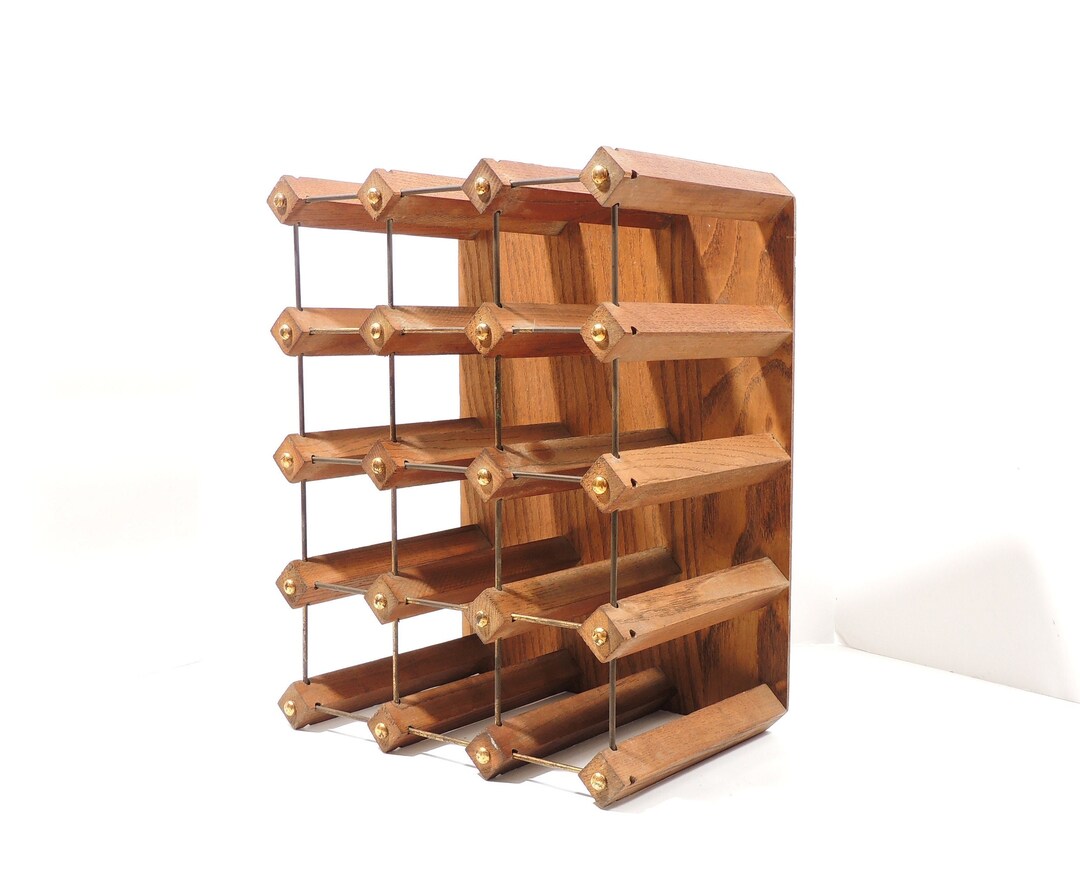 Vintage 12-bottle Wine Rack Solid Wood Brass - Etsy