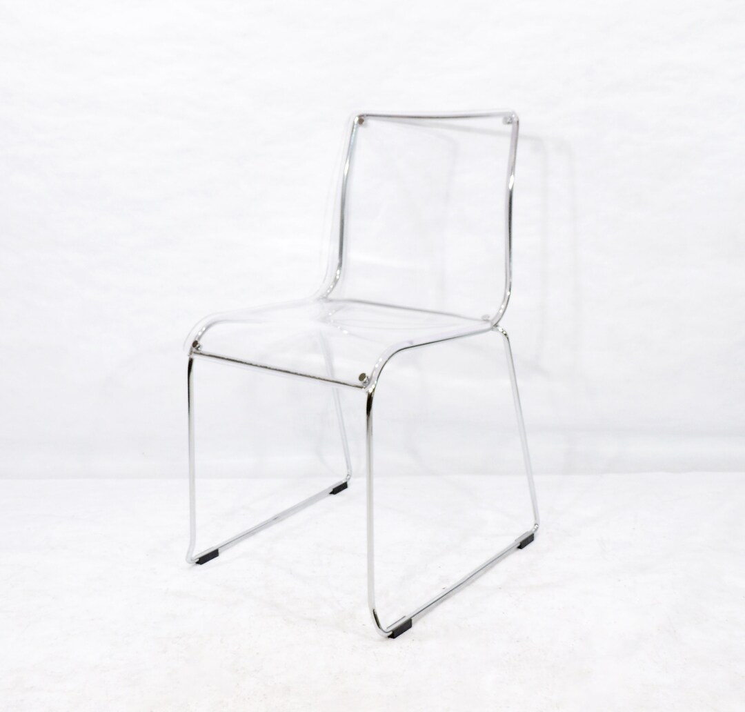 Minimalist Modernist Design Transparent Lucite Shell Stackable Dining ...