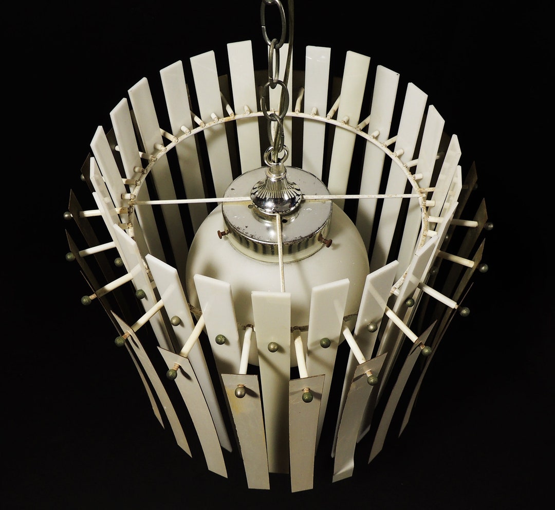 Modernist Era Metal Lucite Light Sphere Hanging Swag Lamp - Etsy