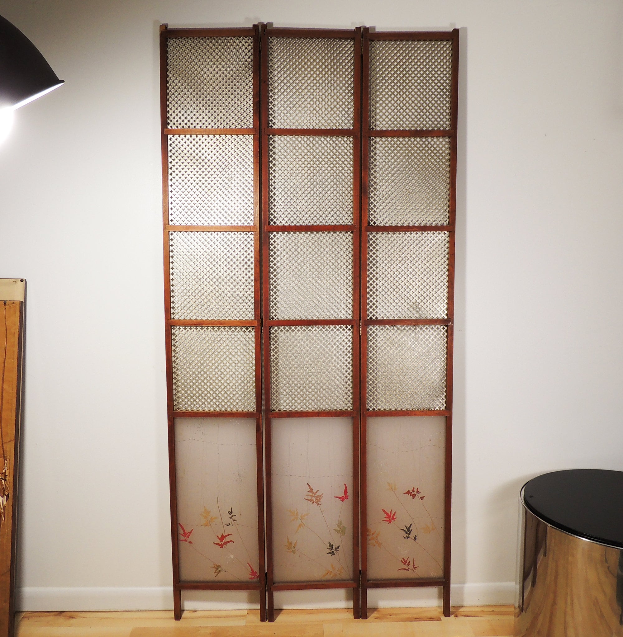 MCM Era Oriental Style Three Panels Metal Wood Room Divider | Etsy