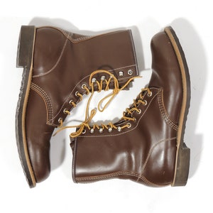 Vintage Rustic American Made Brown Leather Work Boots Armortred Hypalon ...