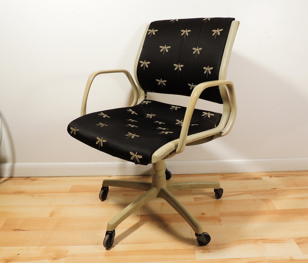 Modernist Steelcase Black Gold Dragonfly Fabric Adjustable Height ...