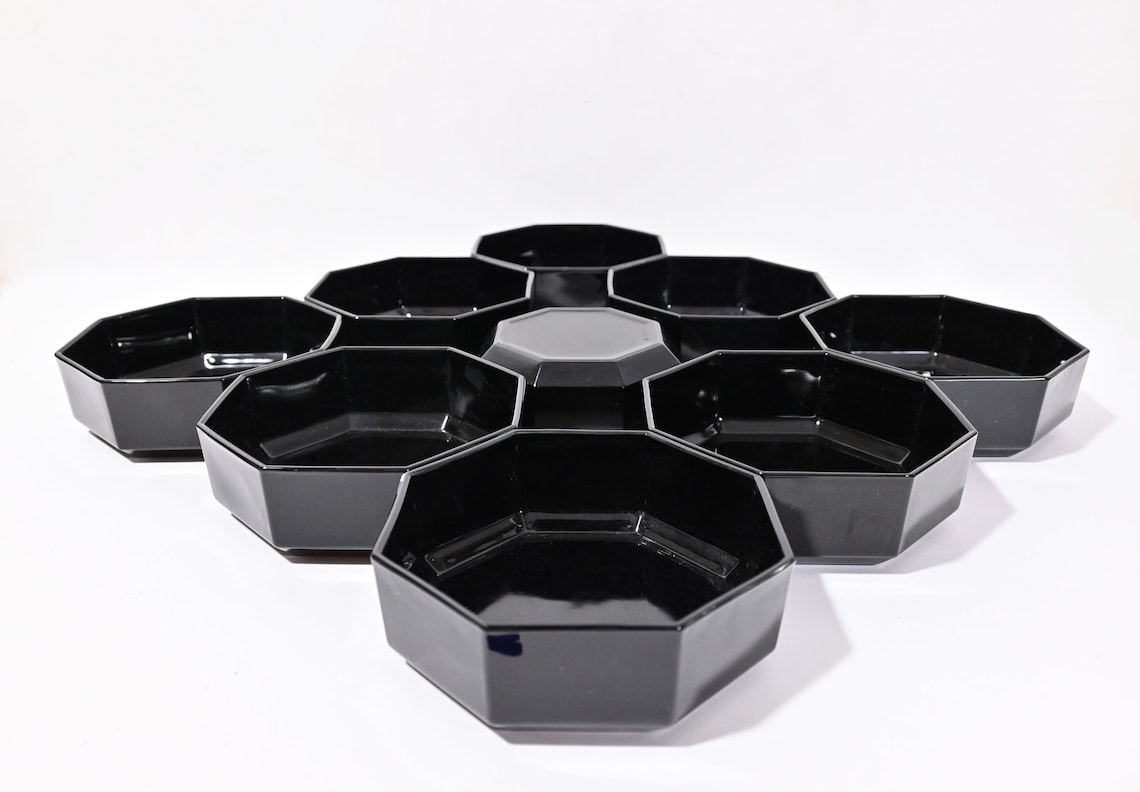 MCM Era French Black Octagon Bowls Dining Set 13pc | Etsy
