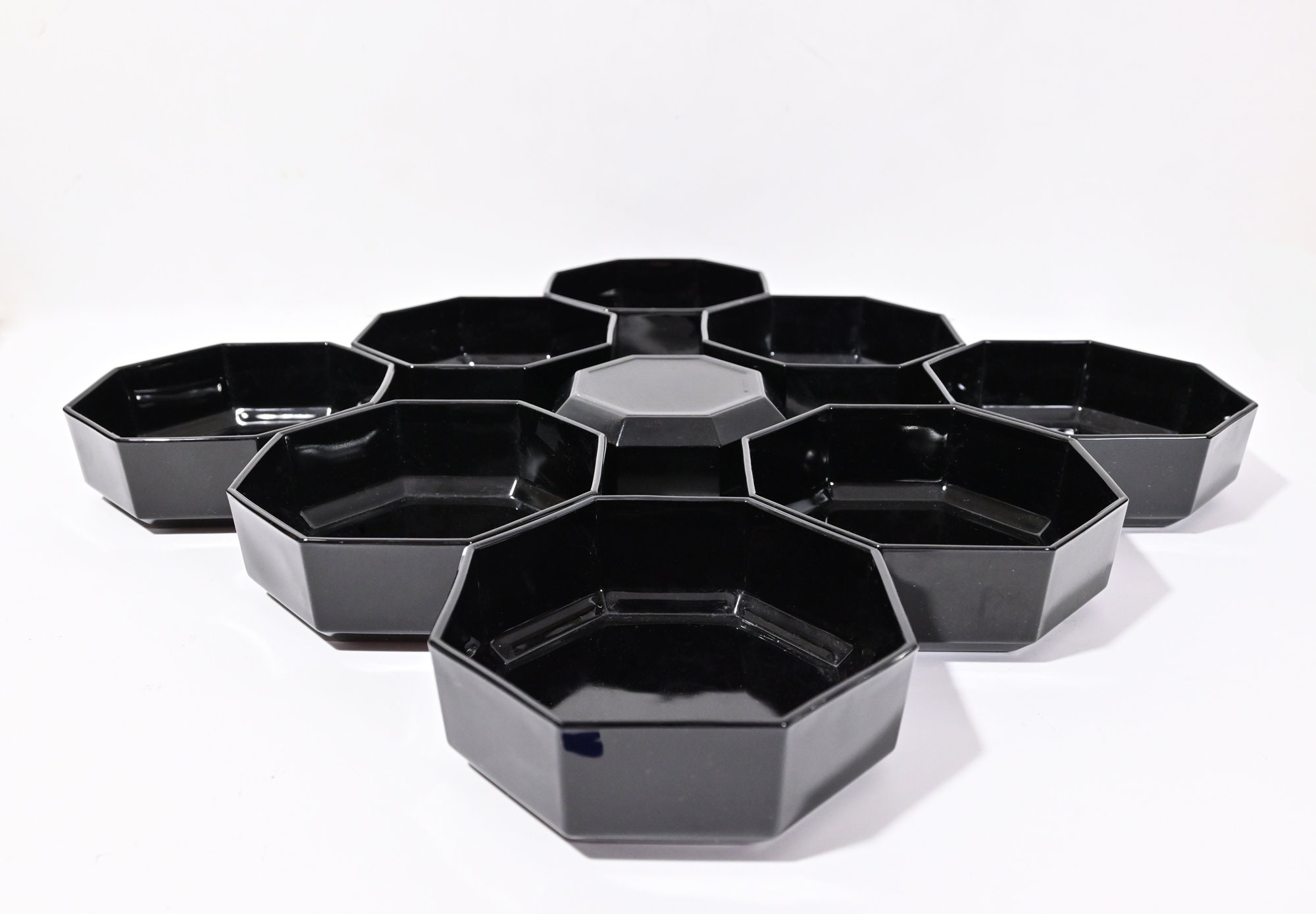MCM Era French Black Octagon Bowls Dining Set 13pc | Etsy