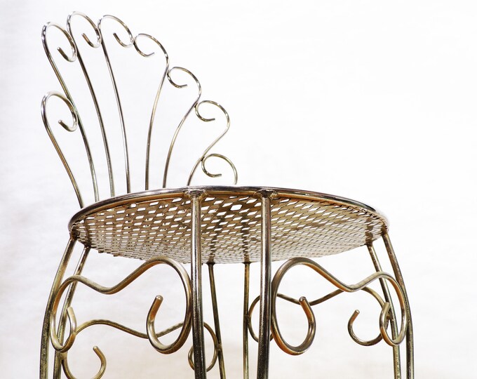Vintage MCM Era High Back Metal Wire Mini Vanity Chair - Etsy