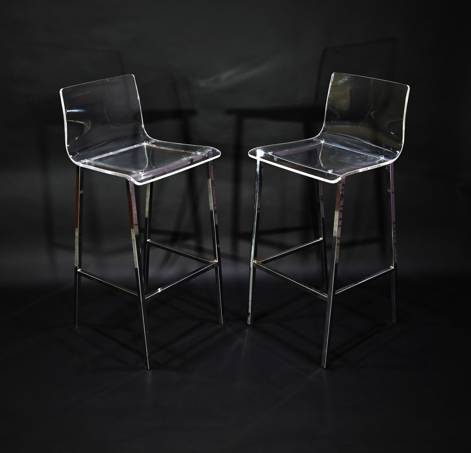 Two Metal Chrome Frame Lucite Seat Counter Top Cocktail Stool - Etsy