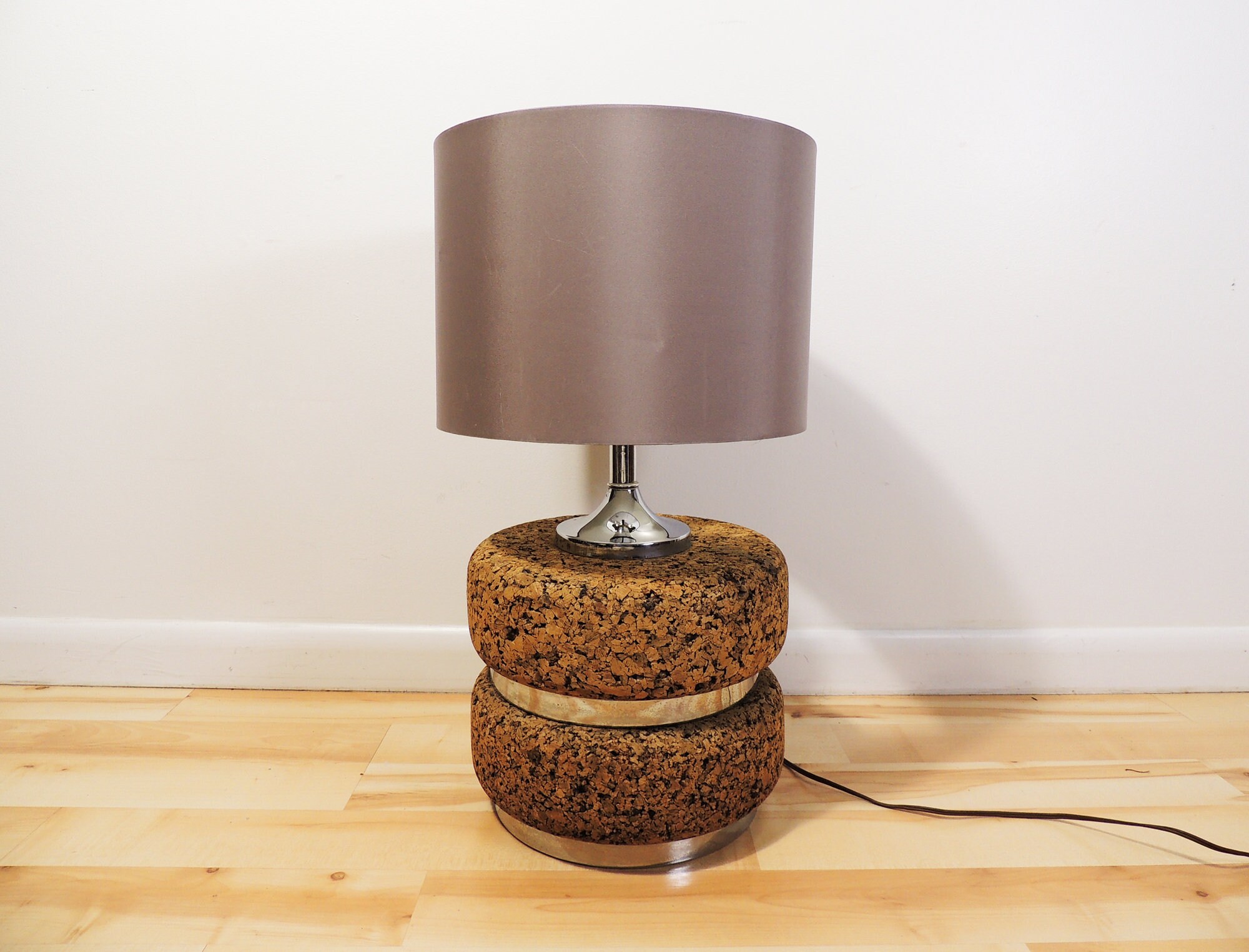 MCM Era Cork & Chrome Table Lamp - Etsy