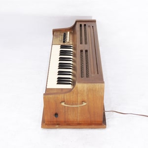 MCM Era Magnus Prelude Wood Metal Rustic Electric Table Piano Keyboard ...