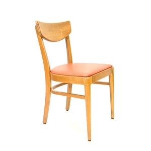 Vintage MCM Era Solid Wood Orange Vinyl Chair - Etsy