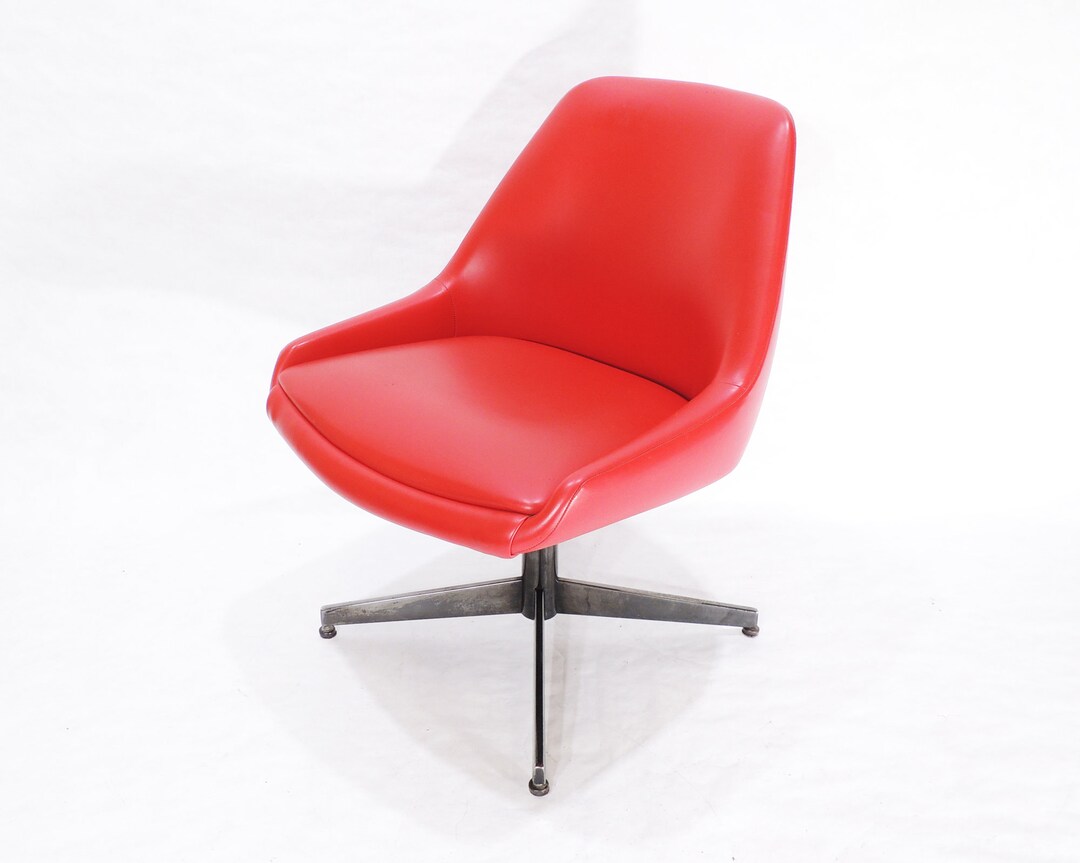 Vintage MCM Era Steelcase Red Vinyl Metal Shell Chair - Etsy