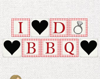 I DO BBQ Red & White Gingham Barbecue Picnic Theme | Etsy