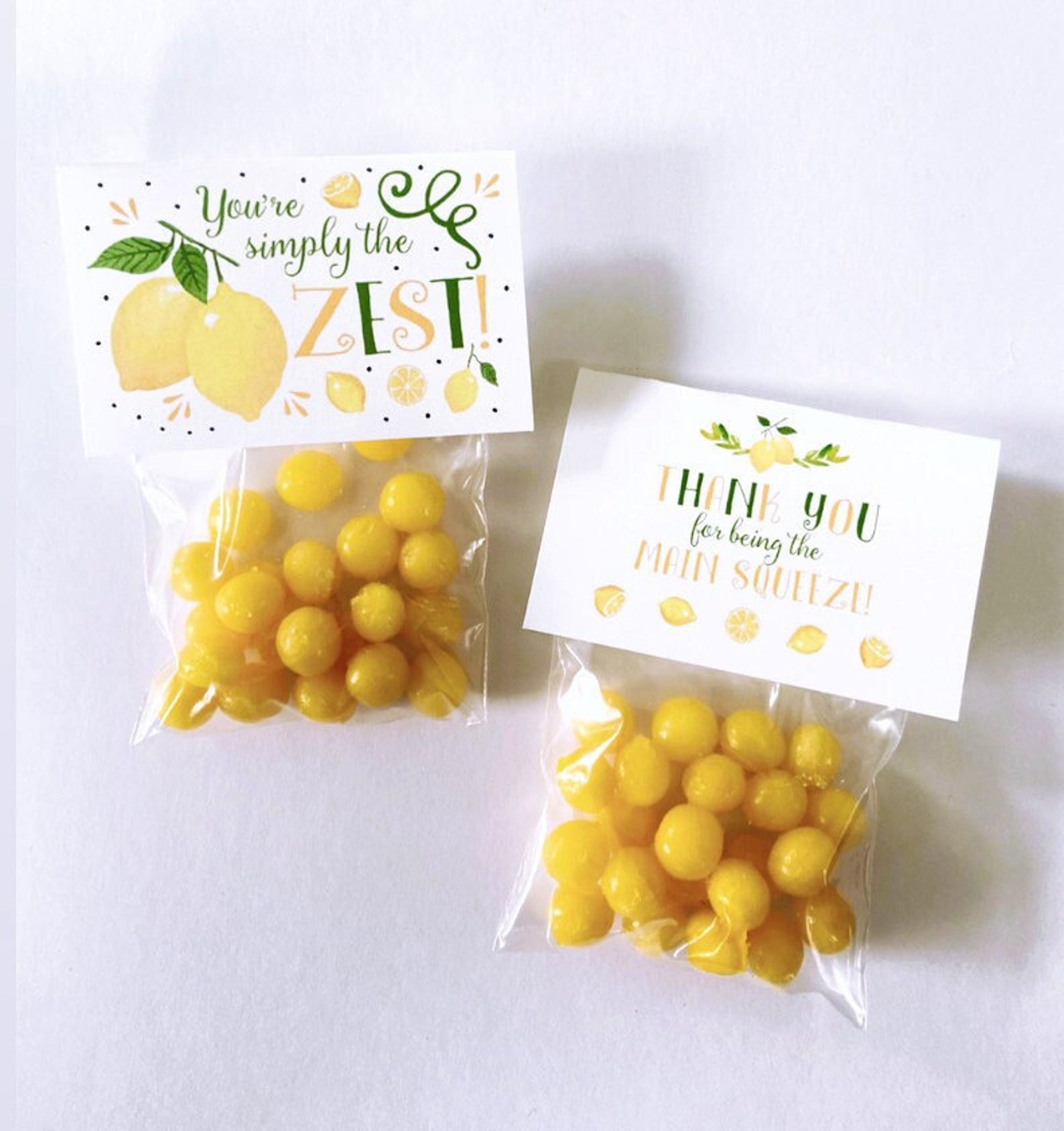 Party Favor Set Treat Bag Gift Tag Lemon Head Drops You're Simply the ...