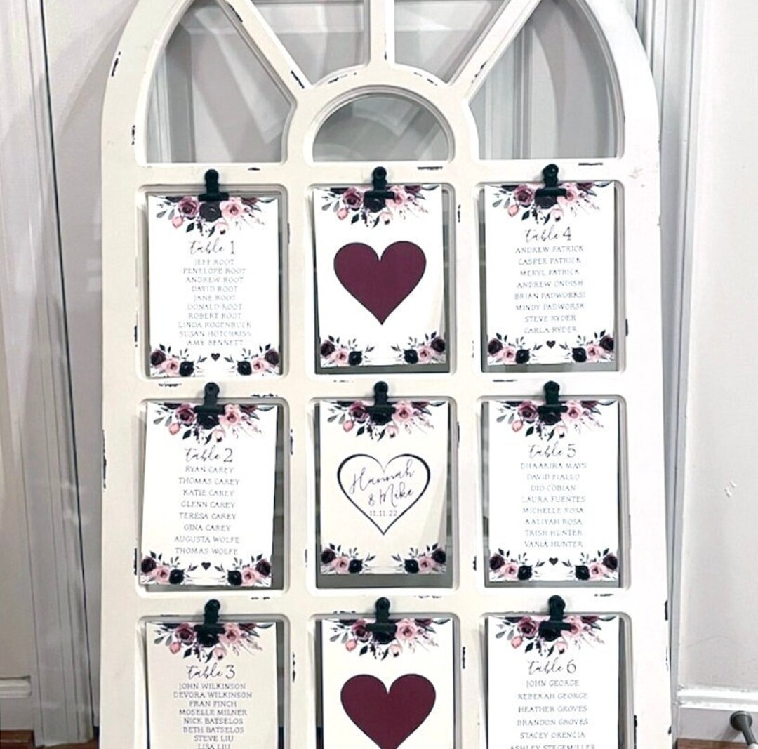 Made to Match Your Theme | Table Number Lists for Wedding, Rehearsal ...