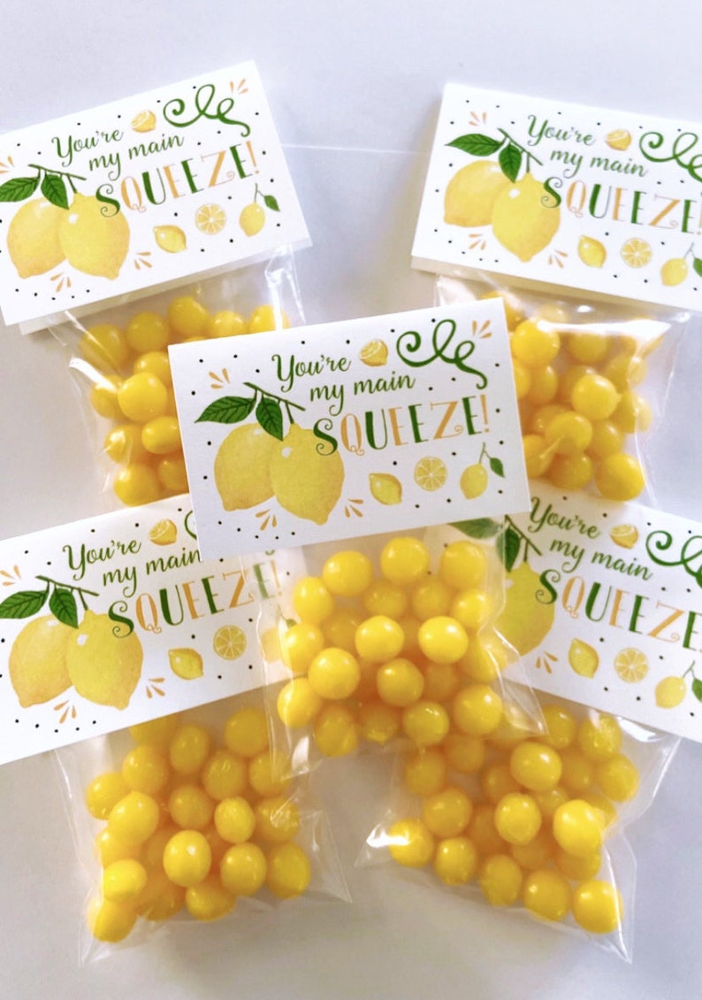 Party Favor Set Treat Bag Gift Tag Lemon Head Drops - Etsy
