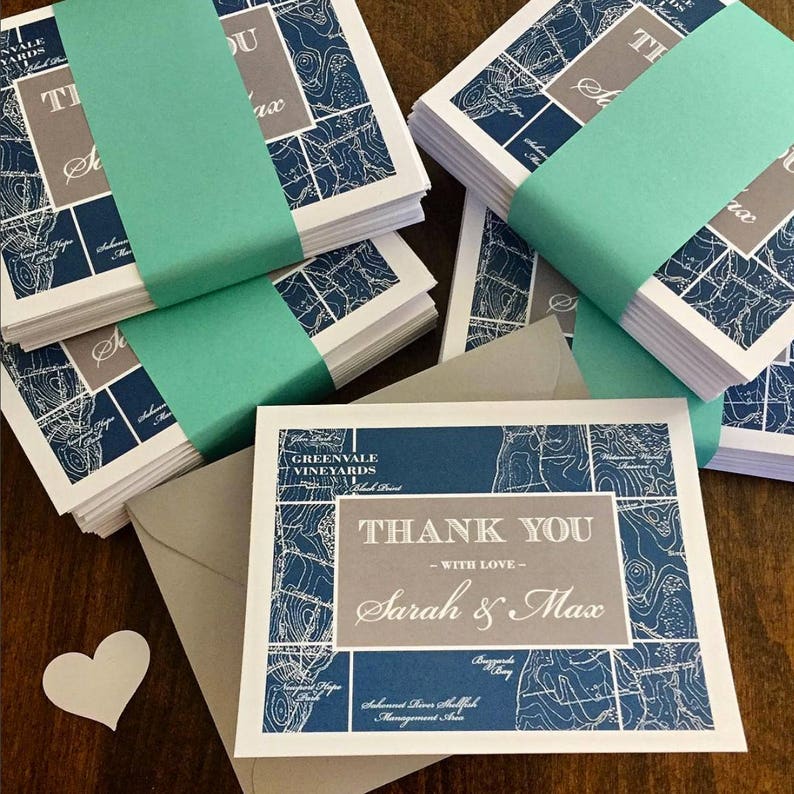 Vintage Nautical Map Theme Custom Thank You Card for - Etsy