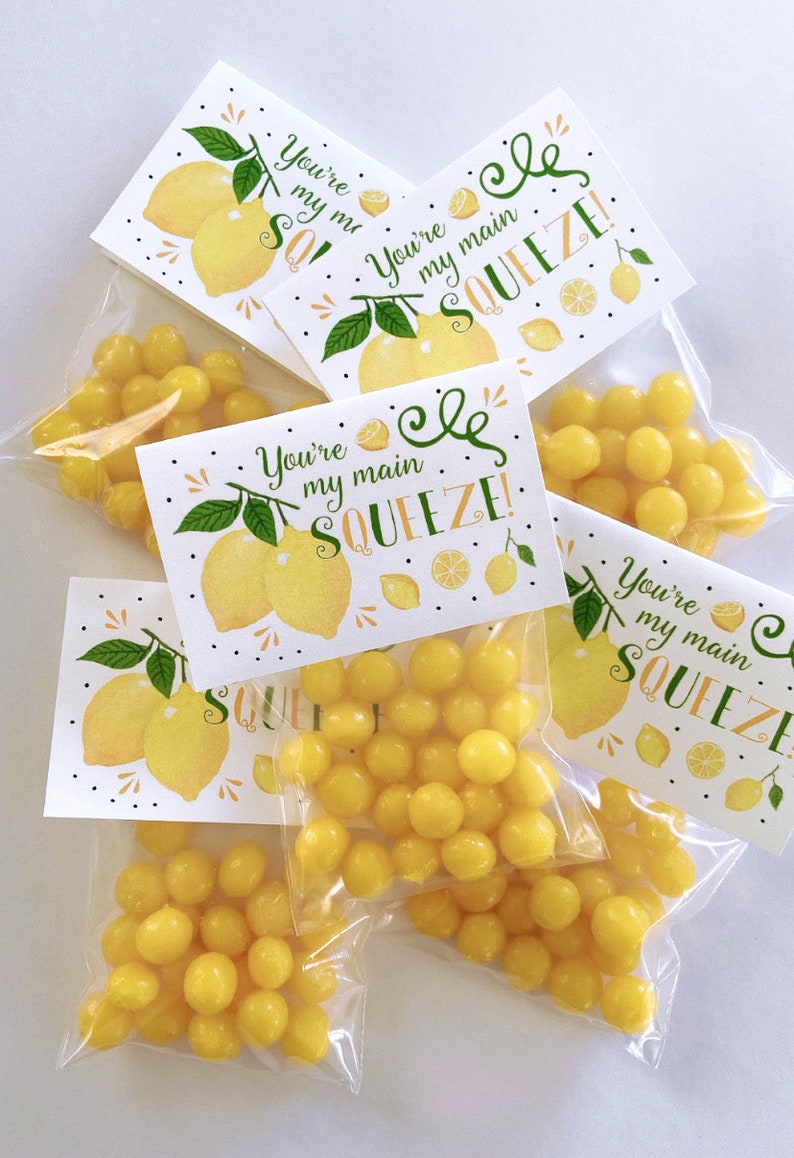 Party Favor Set Treat Bag Gift Tag Lemon Head Drops - Etsy