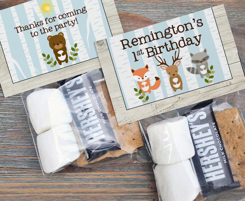 Woodland Themed Gift Card Favor Tag Smores Treat Bag Tag Camp Fire Boy ...