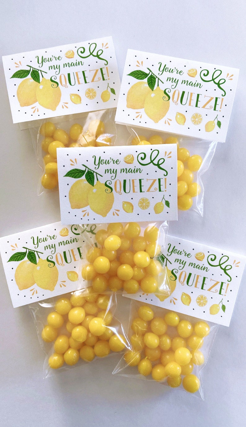 Party Favor Set Treat Bag Gift Tag Lemon Head Drops - Etsy