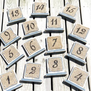 Handmade Wood & Burlap Table Numbers Reclaimed Wood Centerpiece for ...