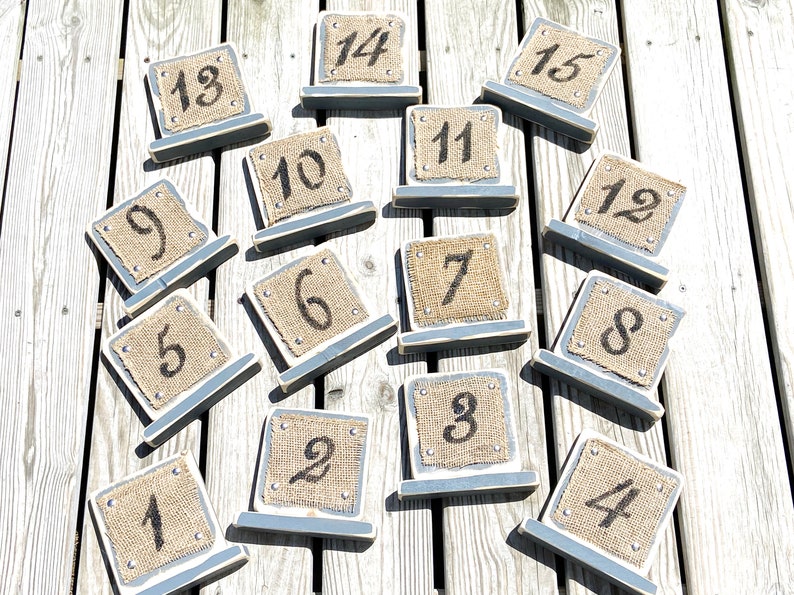 Handmade Wood & Burlap Table Numbers Reclaimed Wood - Etsy
