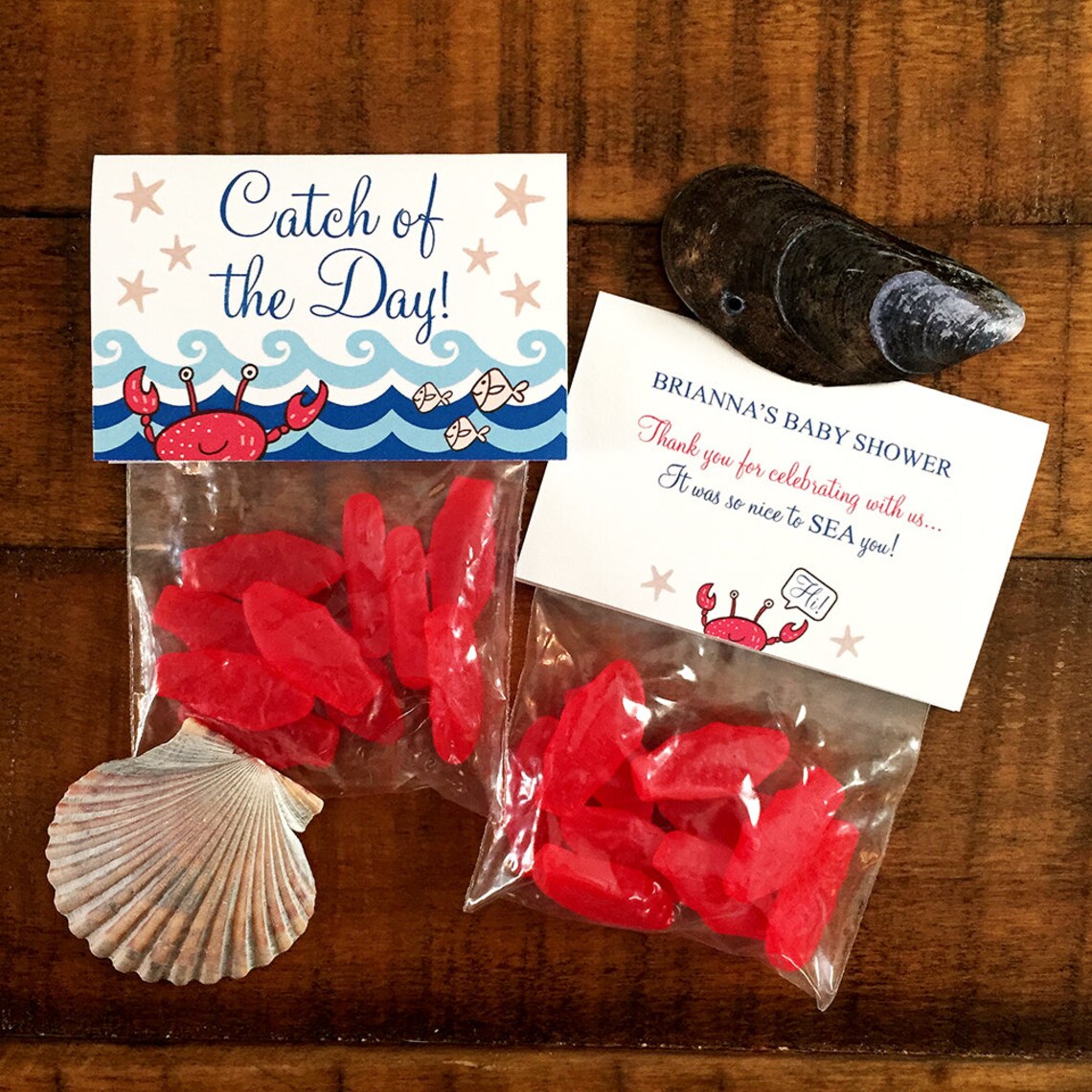 Party Favor Set Treat Bag Gift Tag Swedish Fish Catch - Etsy