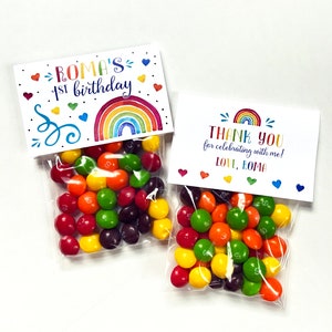 Party Favor Set | Treat Bag + Gift Tag | Rainbow Theme Candy | Birthday ...