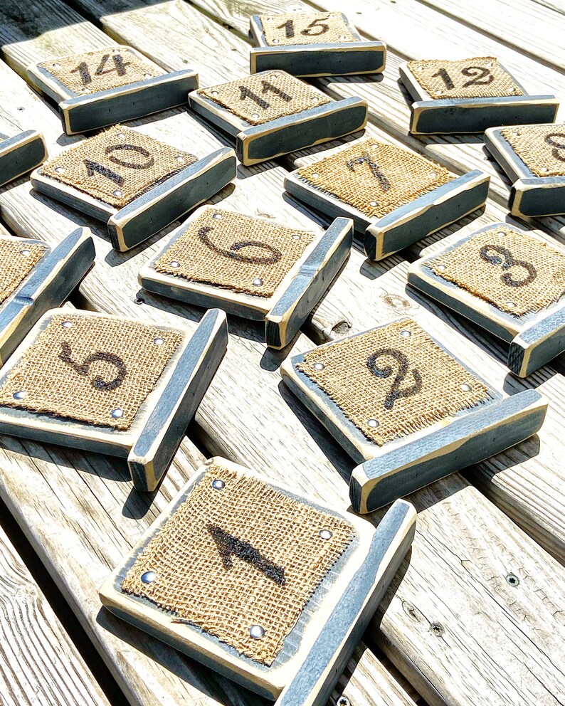 Handmade Wood & Burlap Table Numbers Reclaimed Wood - Etsy