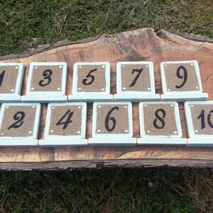 Handmade Wood & Burlap Table Numbers Reclaimed Wood Centerpiece for ...