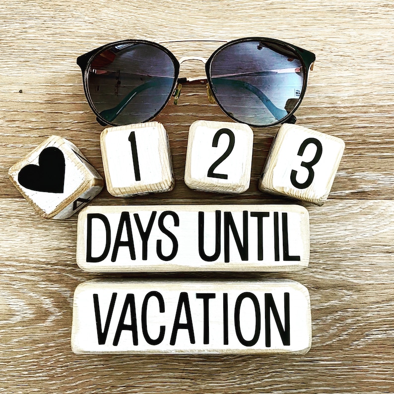 Distressed Wood Vacation Countdown Blocks Days Until - Etsy