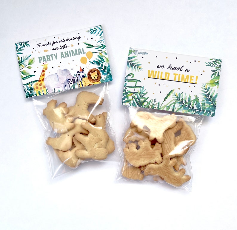 PARTY FAVOR | Gift Tag + Goodie Bag W/ Animal Shaped Cookies | Party ...