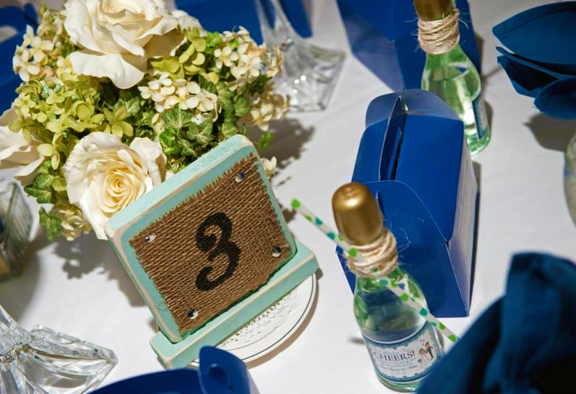 Handmade Wood & Burlap Table Numbers Reclaimed Wood | Etsy