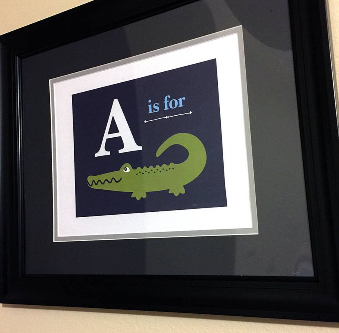 Alligator / Alphabet / Madras Theme Wall Art Set of 3 Custom | Etsy