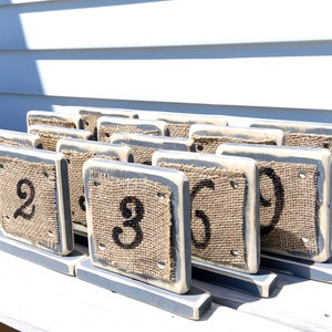 Handmade Wood & Burlap Table Numbers Reclaimed Wood Centerpiece for ...