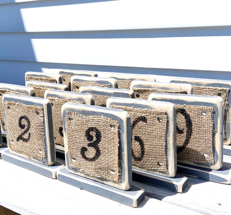 Handmade Wood & Burlap Table Numbers Reclaimed Wood - Etsy
