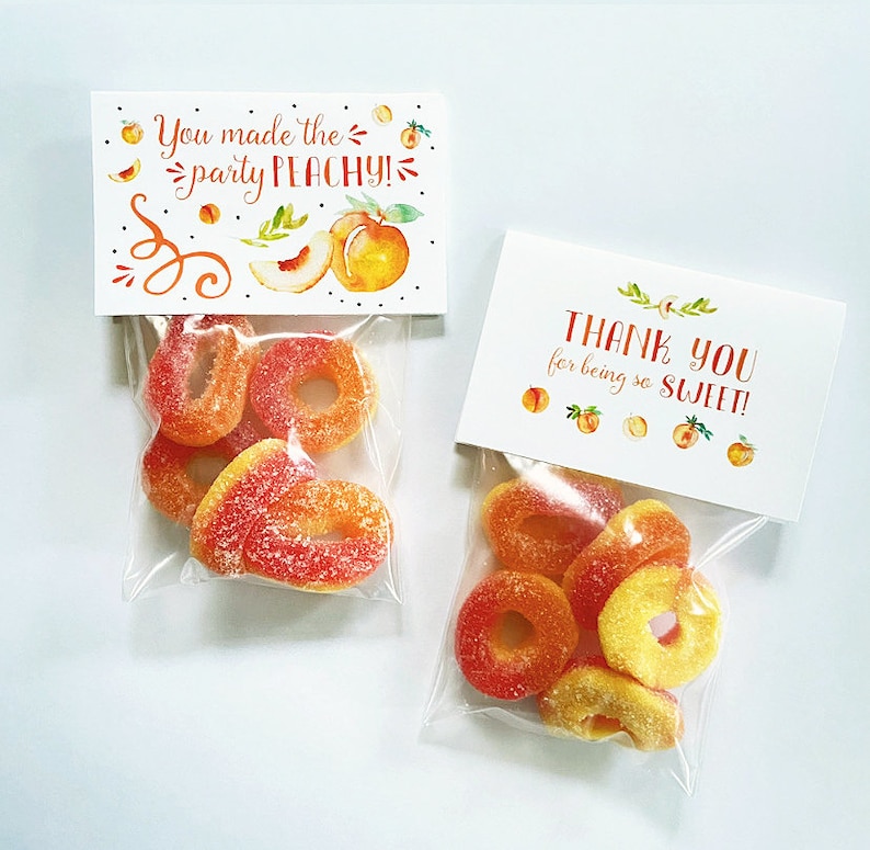 PARTY FAVOR | Gift Tag + Goodie Bag With Gummy Peach Rings | You Made ...