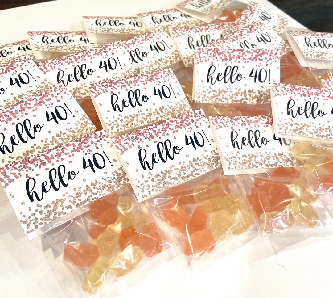 Party Favor Set | Treat Bag + Gift Tag | Champagne Inspired Gummy Bears ...