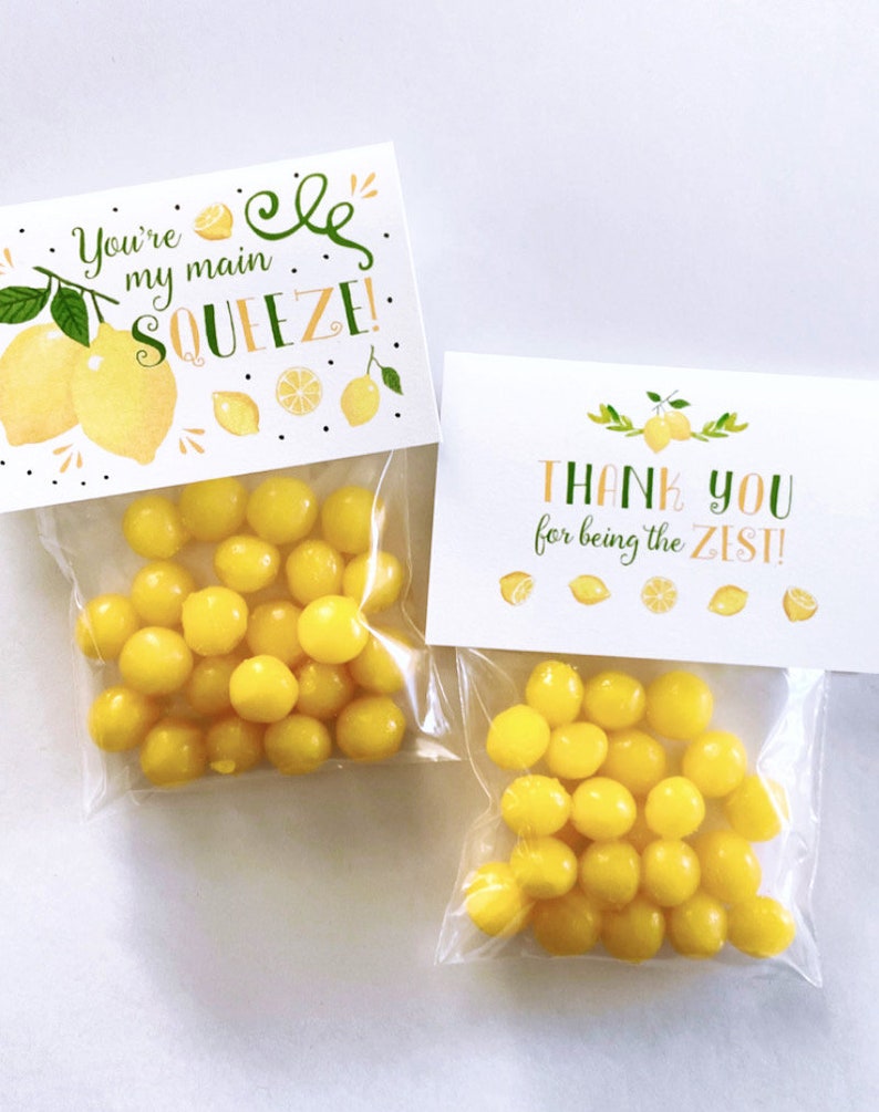 Party Favor Set Treat Bag Gift Tag Lemon Head Drops - Etsy