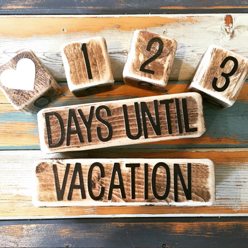 Distressed Wood Vacation Countdown Blocks Days Until - Etsy