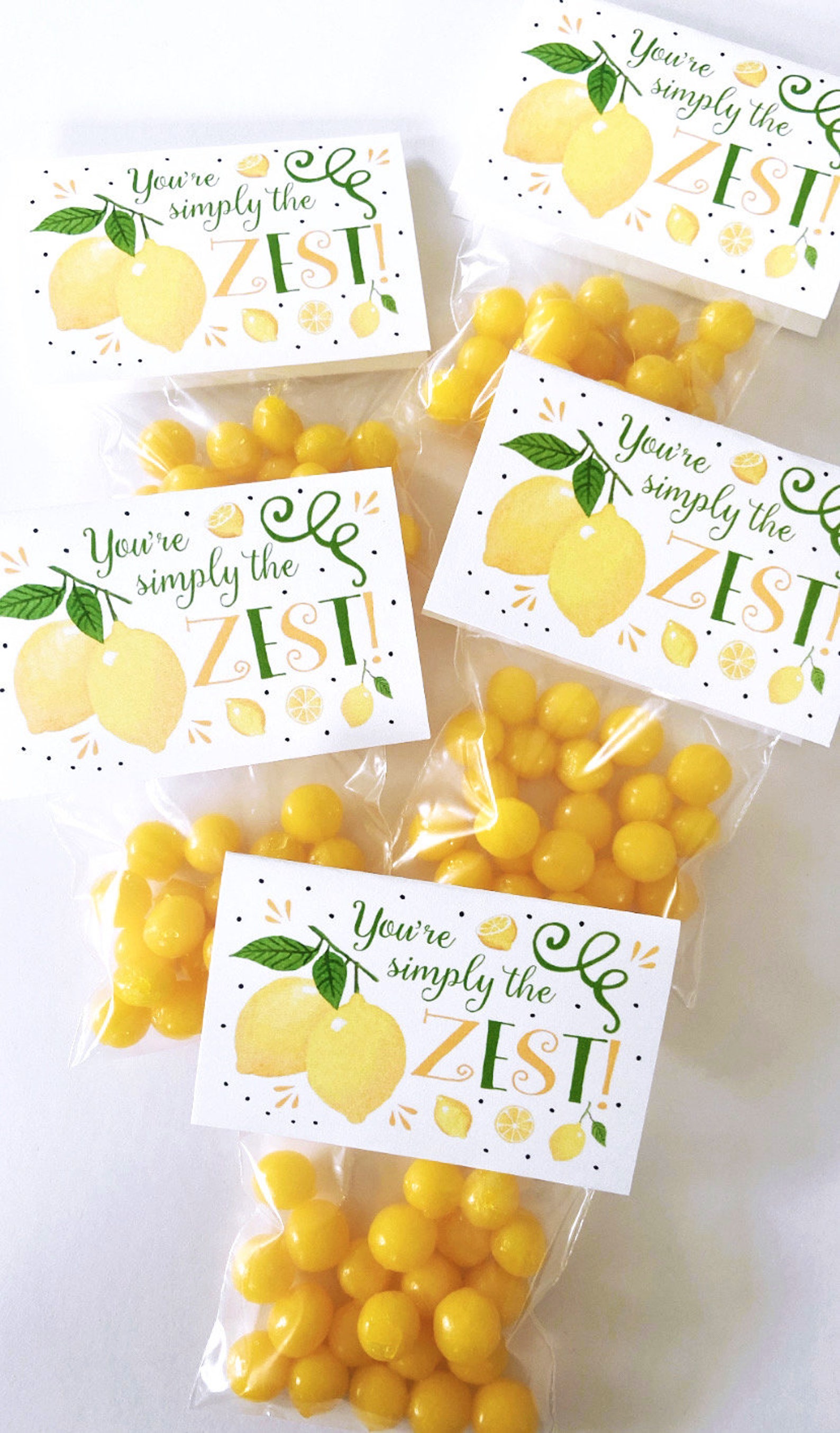 Party Favor Set Treat Bag Gift Tag Lemon Head Drops You're Simply the ...