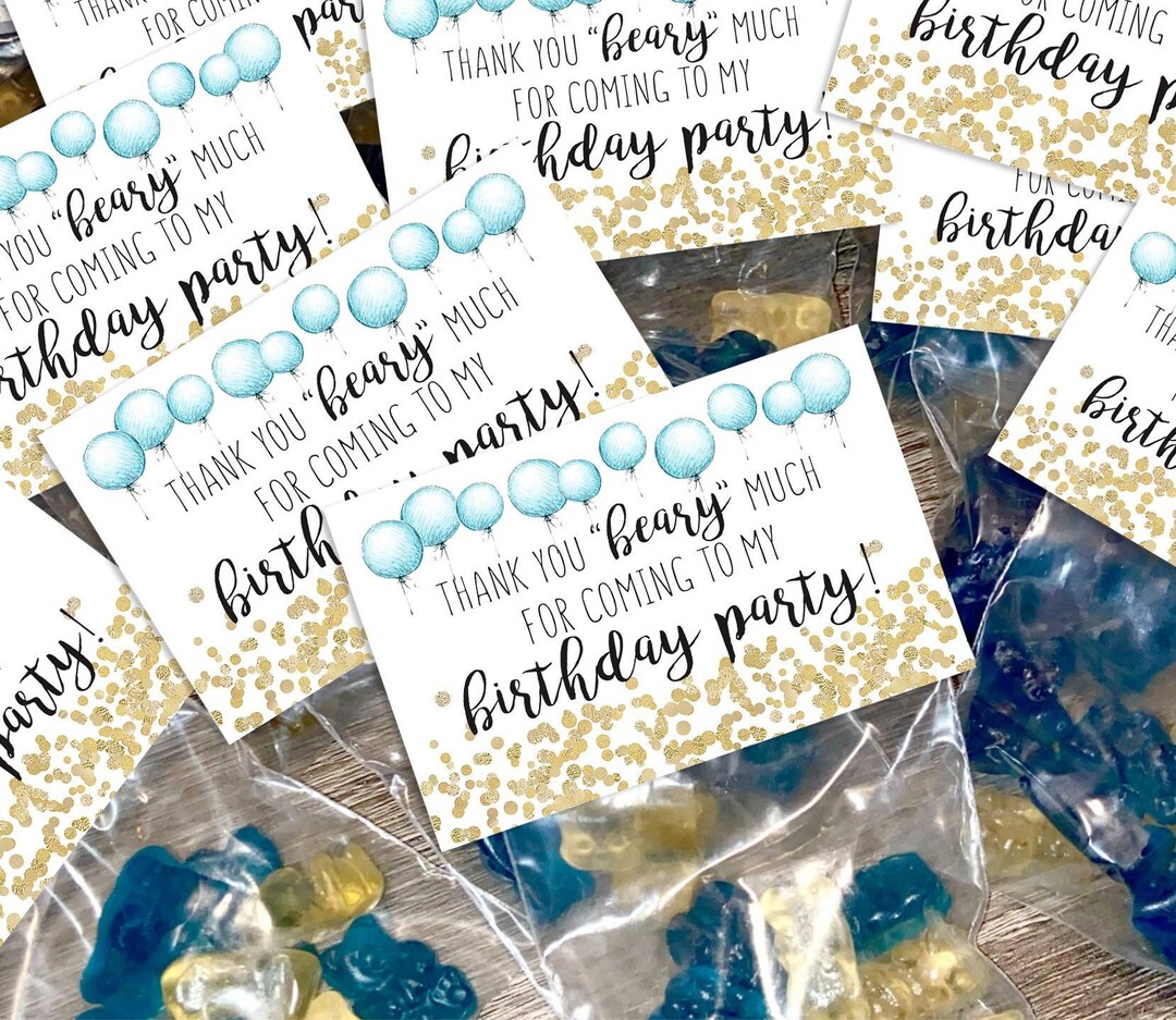 Party Favor Set | Treat Bag + Gift Tag | Gummy Bears | Thank You BEARY ...