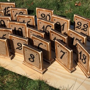 Handmade Wood & Burlap Table Numbers Reclaimed Wood Centerpiece for ...