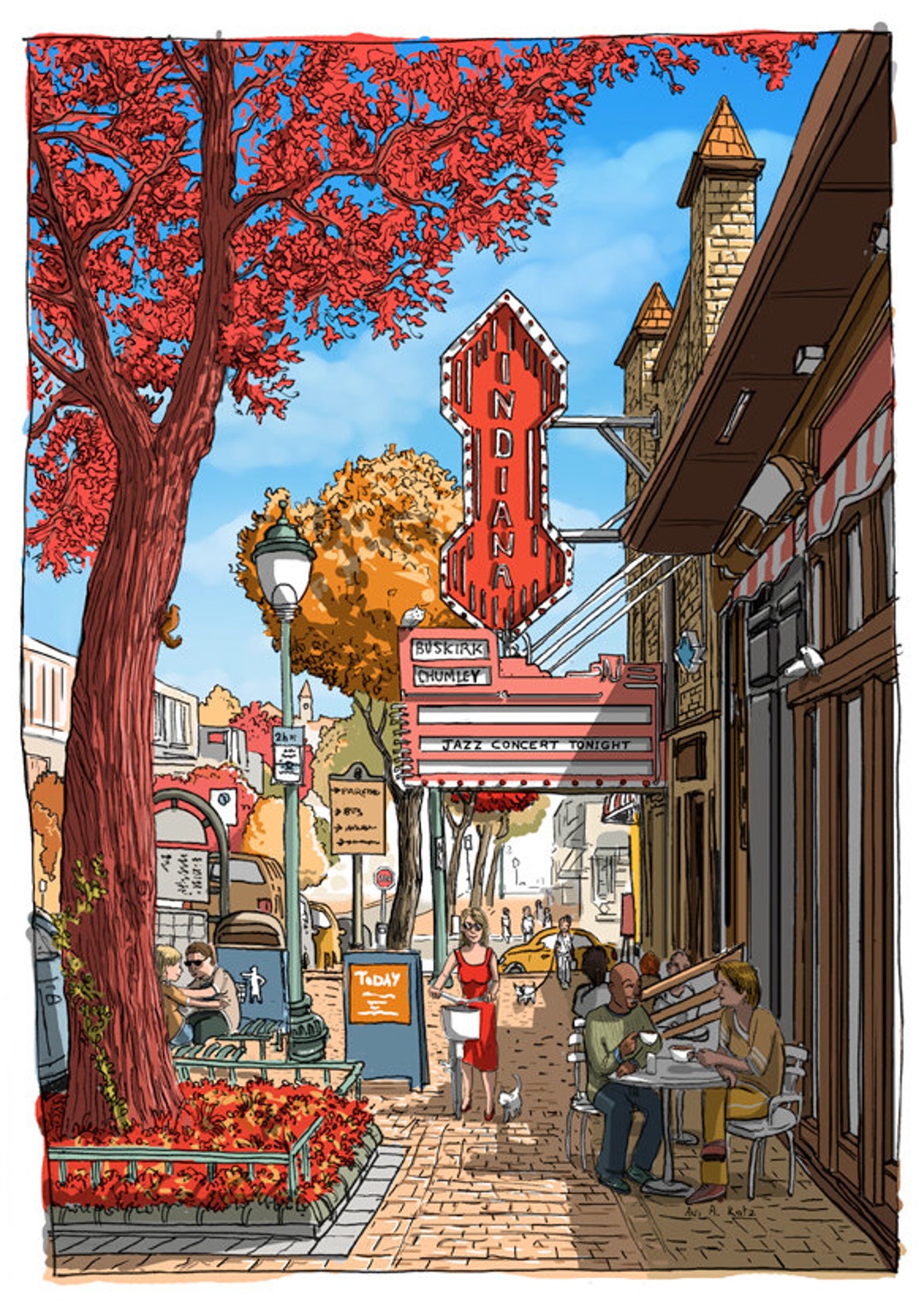 Distinctively-bloomington Iindiana, Illustration Poster, Bloomington ...