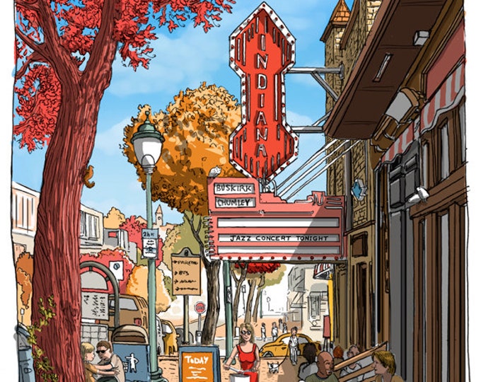 Distinctively-bloomington Iindiana, Illustration Poster, Bloomington ...