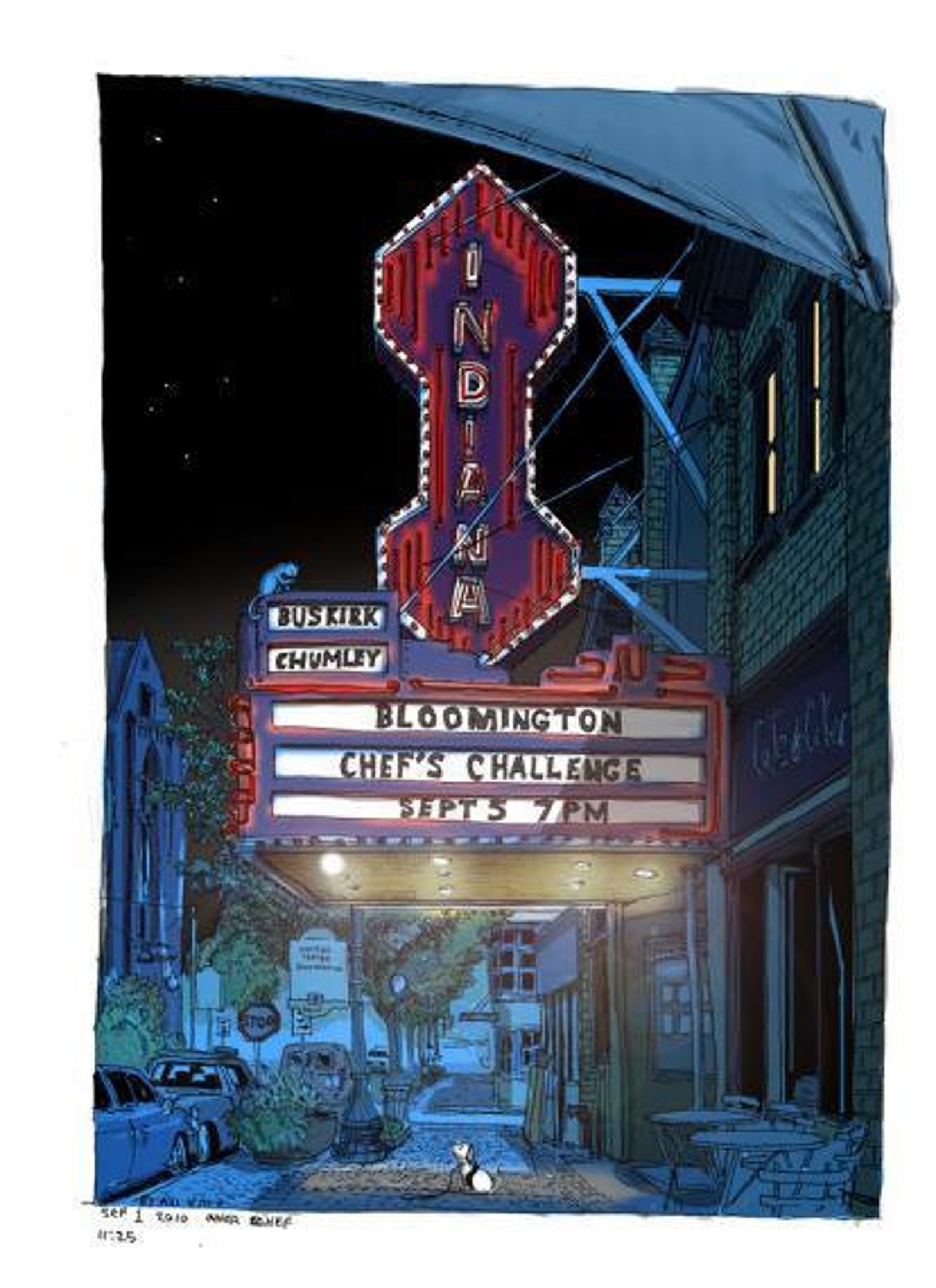 Buskirk Chumley Night Illustration Poster Bloomington Art - Etsy