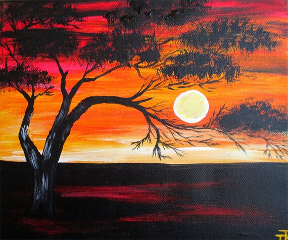 African Sunset Acrylic Paintings