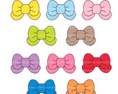 Items similar to Colourful Bows Digital clip art, pink, blue, yellow ...