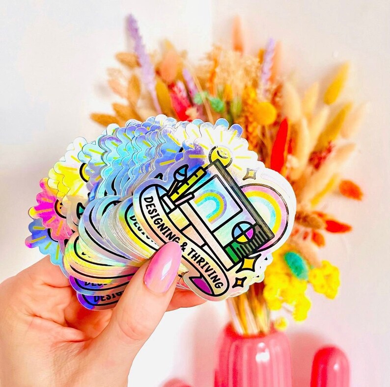 Designing Thriving Holographic Vinyl Sticker - Etsy