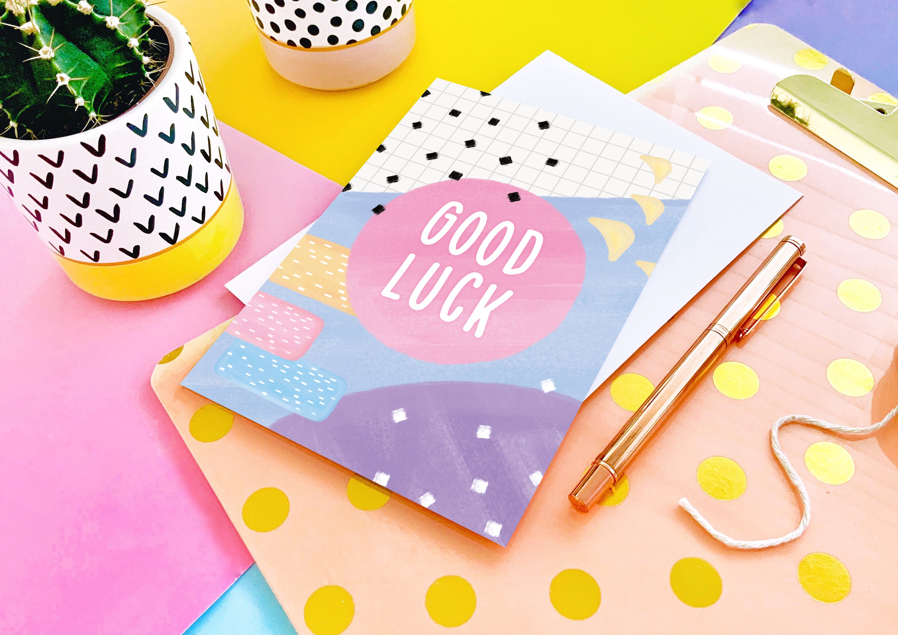 Good Luck Memphis 90s Inspired Retro Greeting Card | Etsy