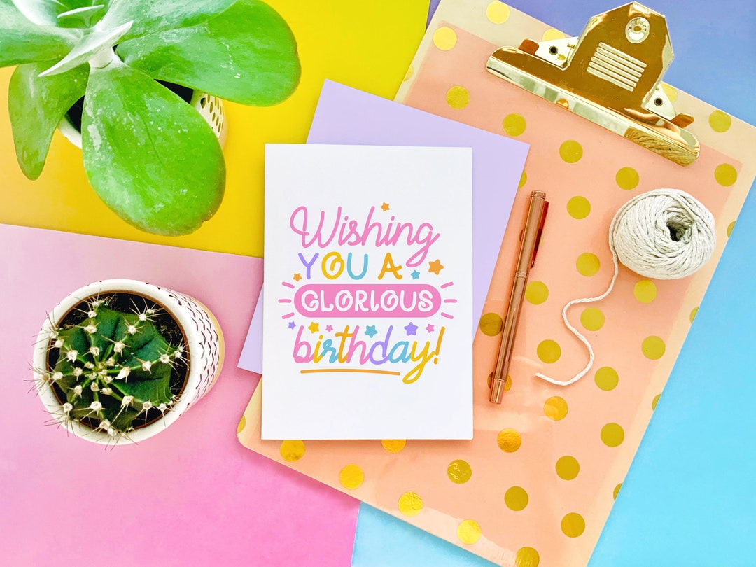 Glorious Birthday Colourful Greeting Card - Etsy